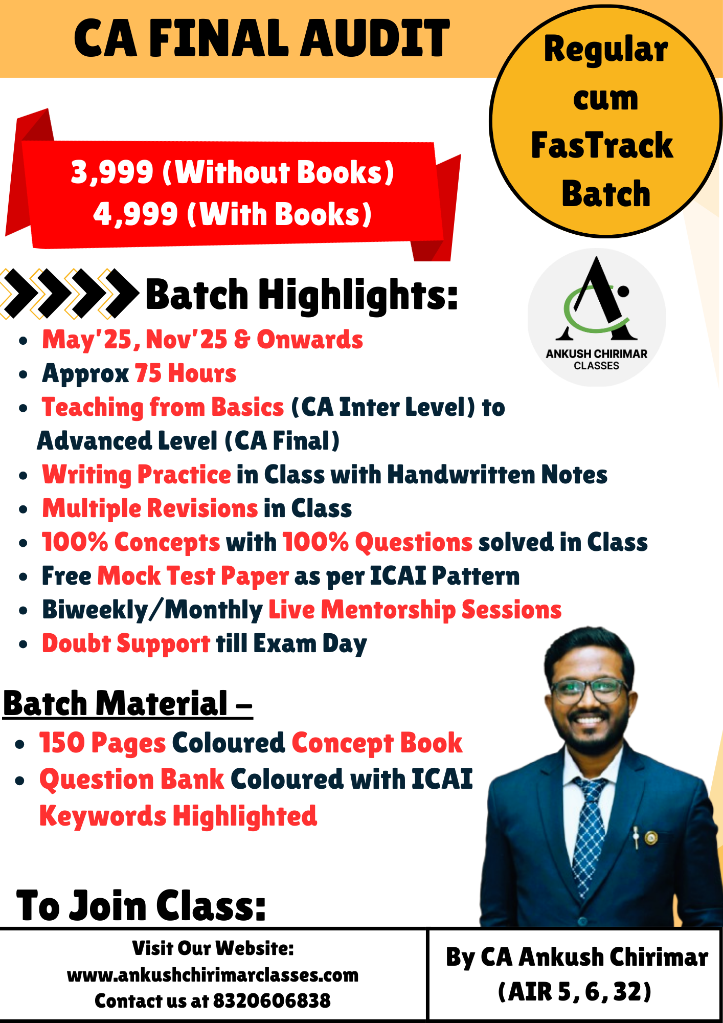 Regular cum FasTrack Batch - CA Final Audit - With Books | Ankush ...